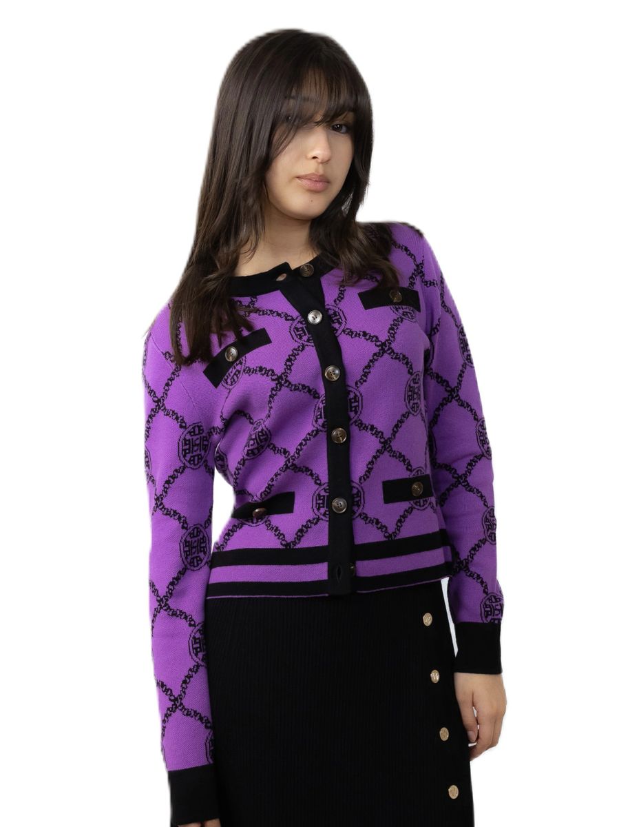Haiying Snider Purple Long sleeves Knitwear with Signature Logo