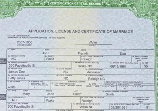Marriage License