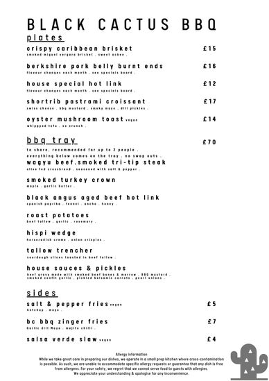 MENUS | BLACK CACTUS