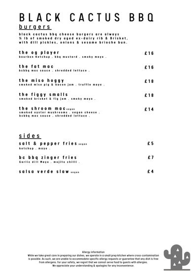 MENUS | BLACK CACTUS