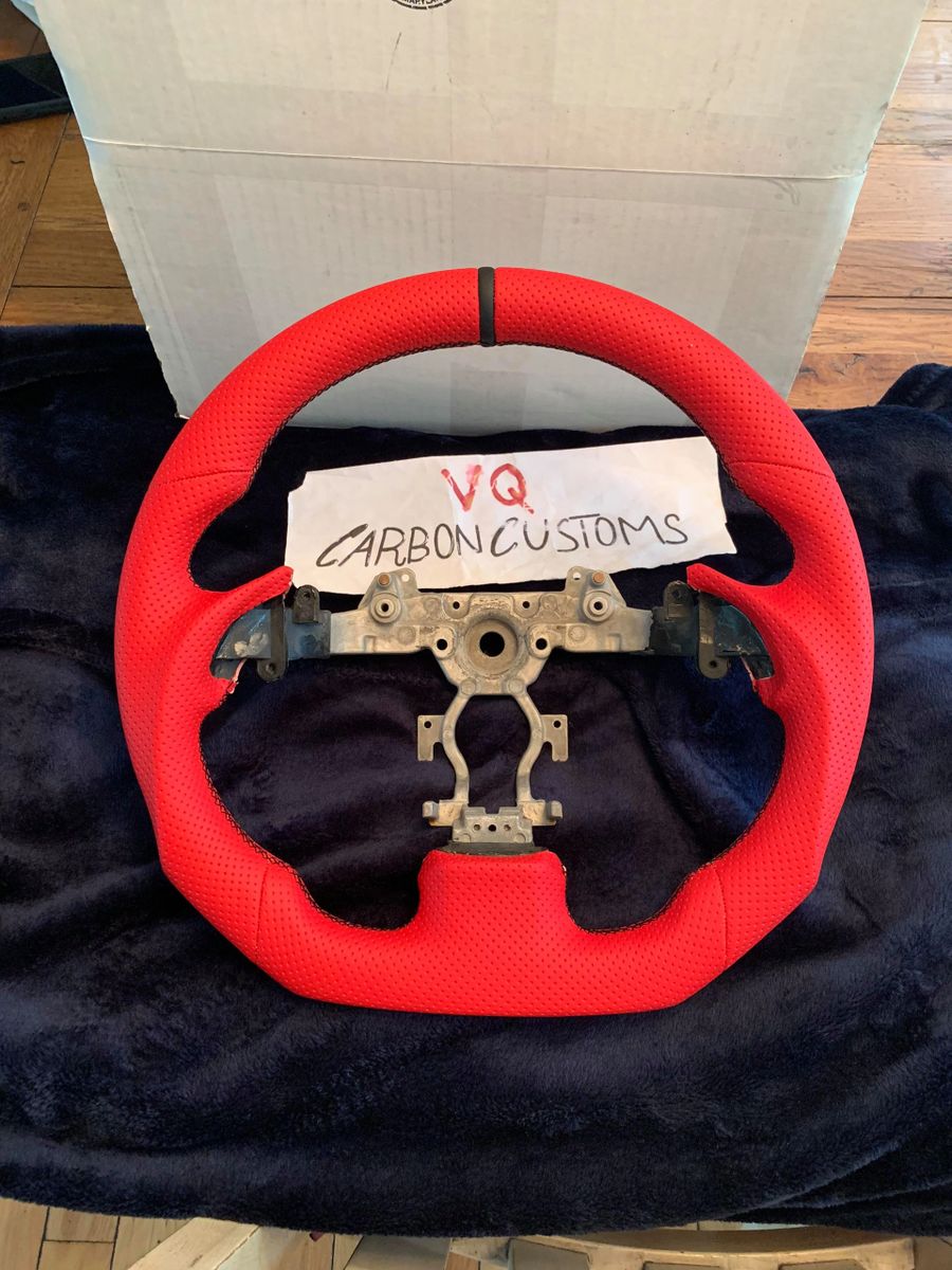 IN STOCK - g37 - red leather, black stitching - all leather steering Wheel