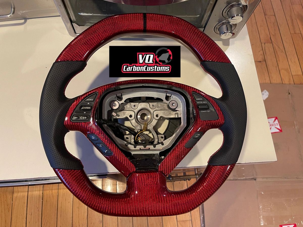 IN STOCK - g37 - black leather , red stitching - red Carbon Fiber ...