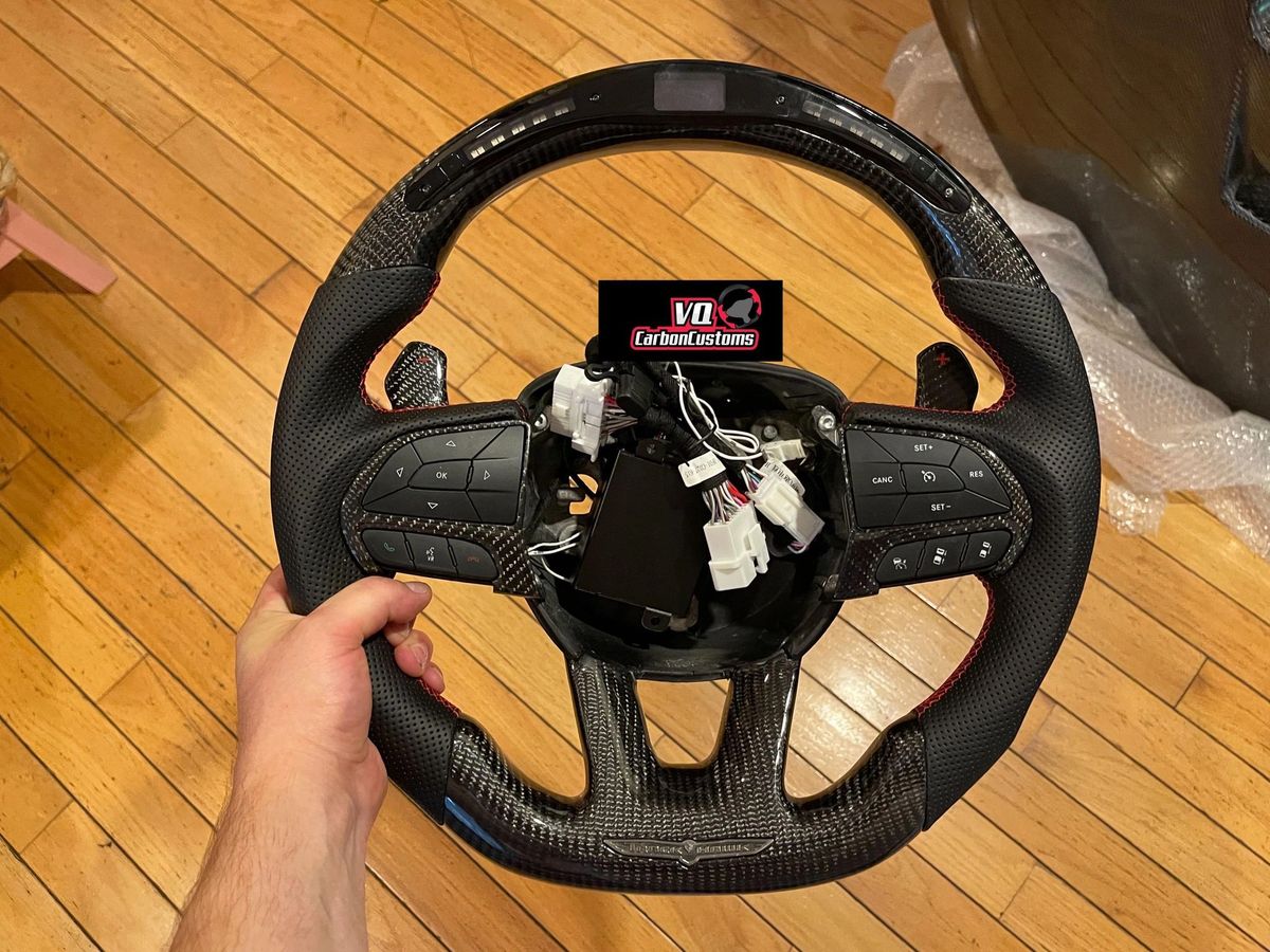IN STOCK - 2018+ jeep TRACKHAWK - led rpm mph - Carbon Fiber Steering Wheel