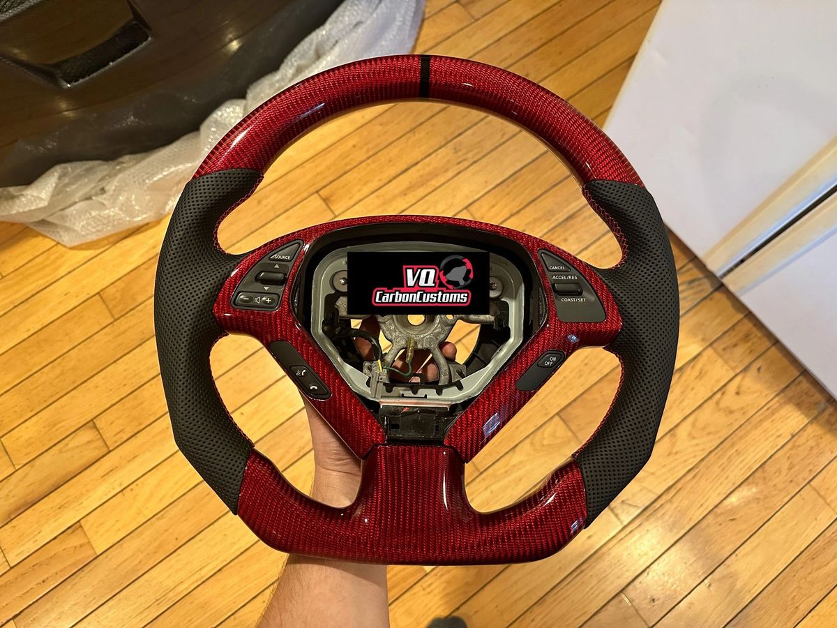 IN STOCK - g37 - black leather, red stitching - red Carbon Fiber ...