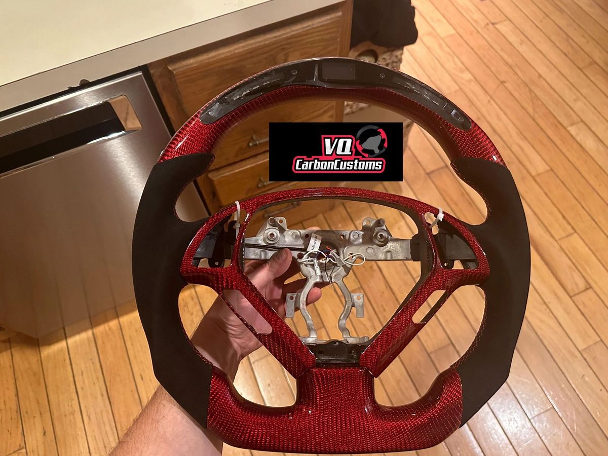 IN STOCK - g37 - black alcantara red stitching - red carbon fiber ...