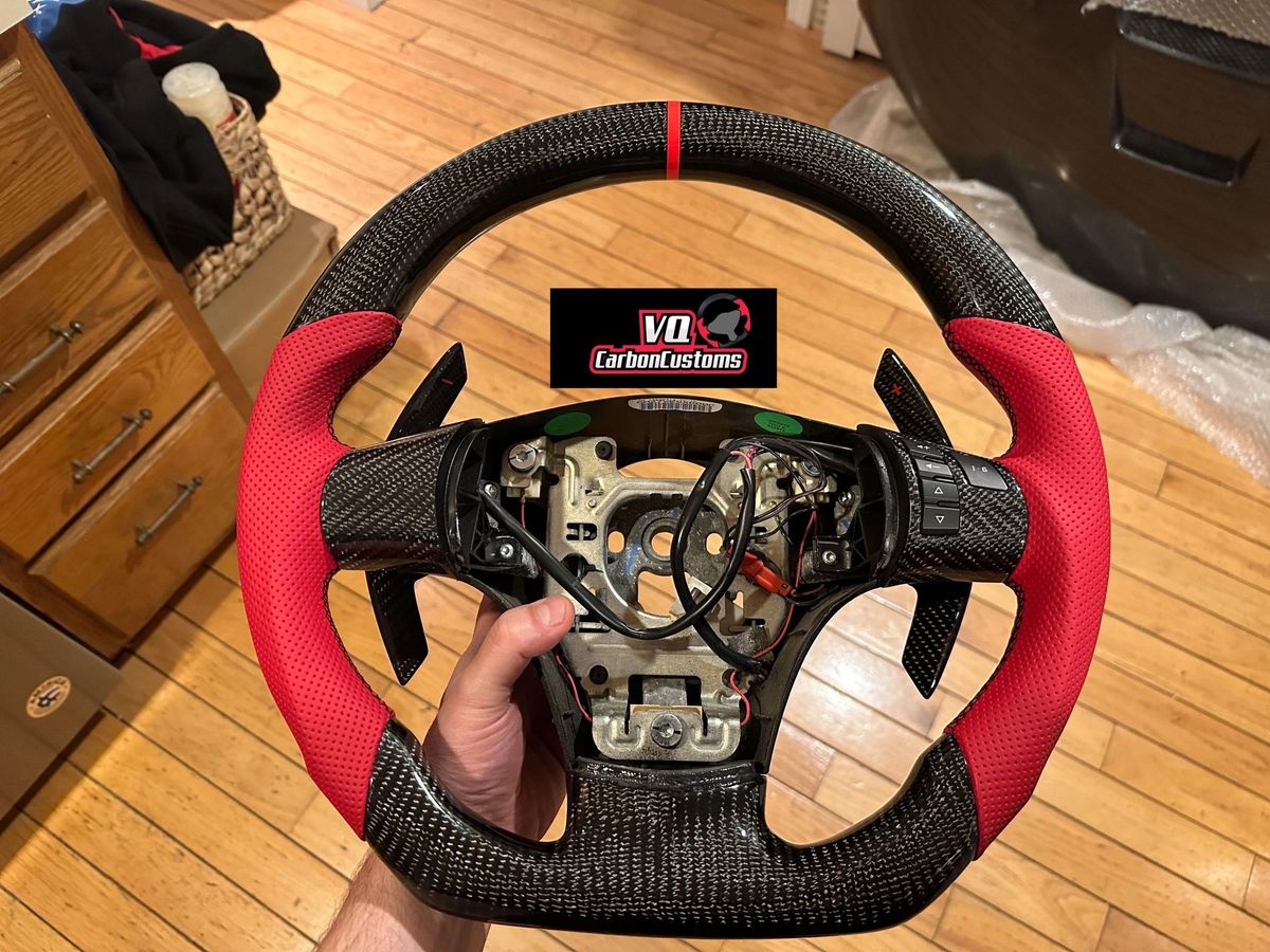 IN STOCK - c6 corvette - red leather - black Carbon Fiber Steering Wheel