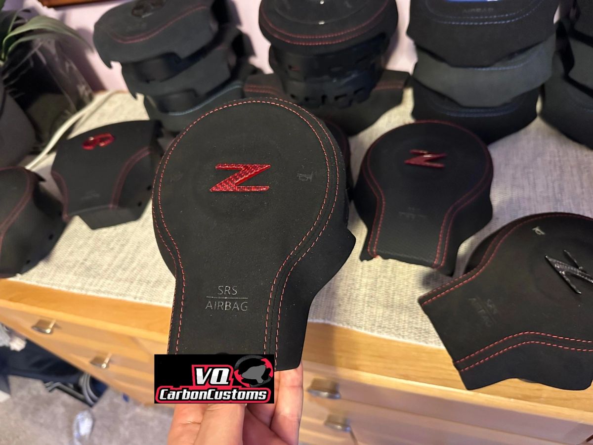 READY TO SHIP! 350z custom airbag cover - black alcantara