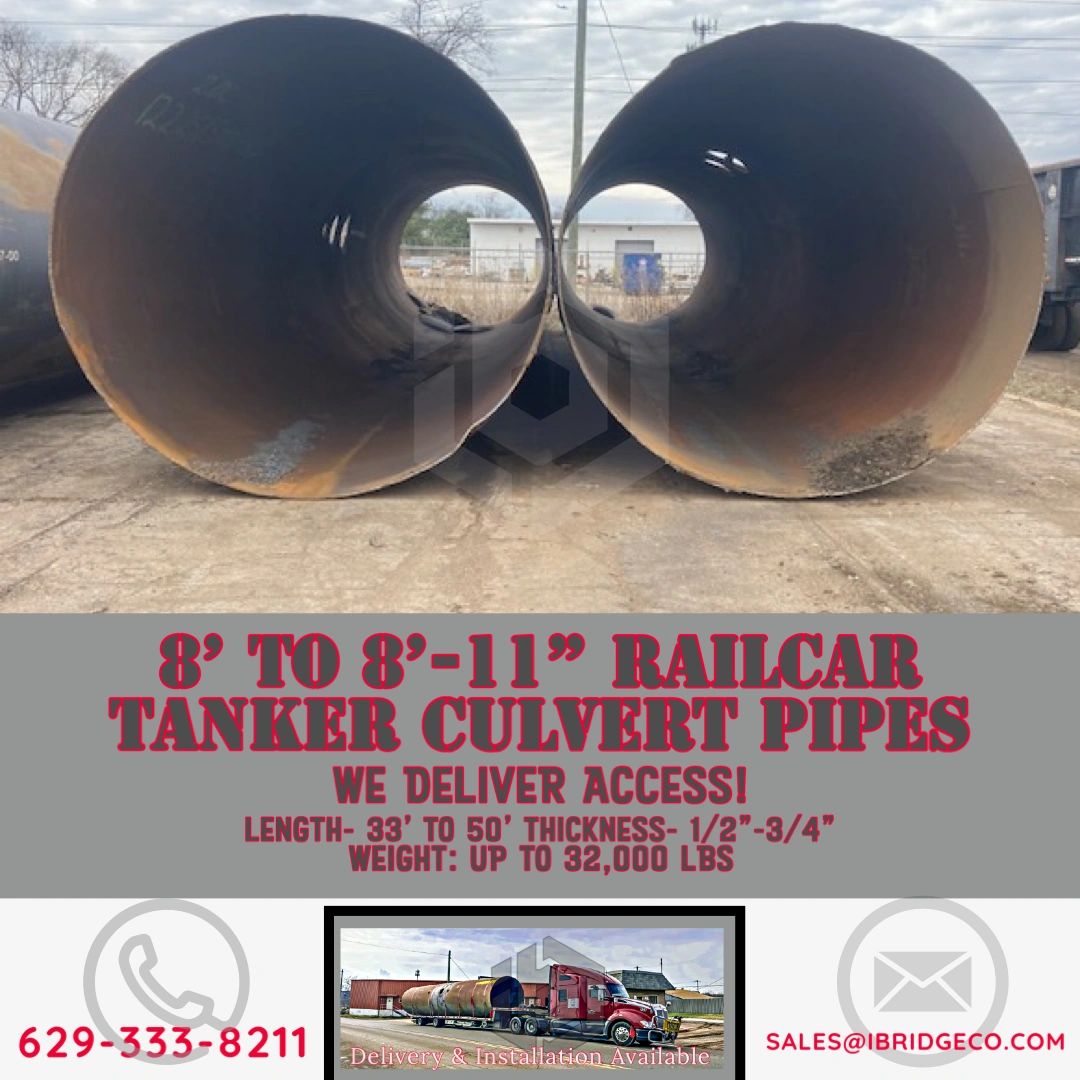 Tank Car Culvert Pipes 8' to 8'-11"