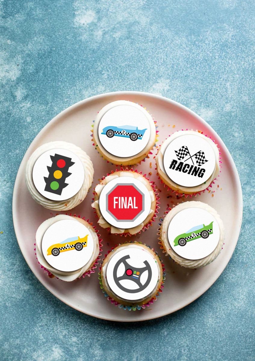 Race Car Edible Cupcake Toppers