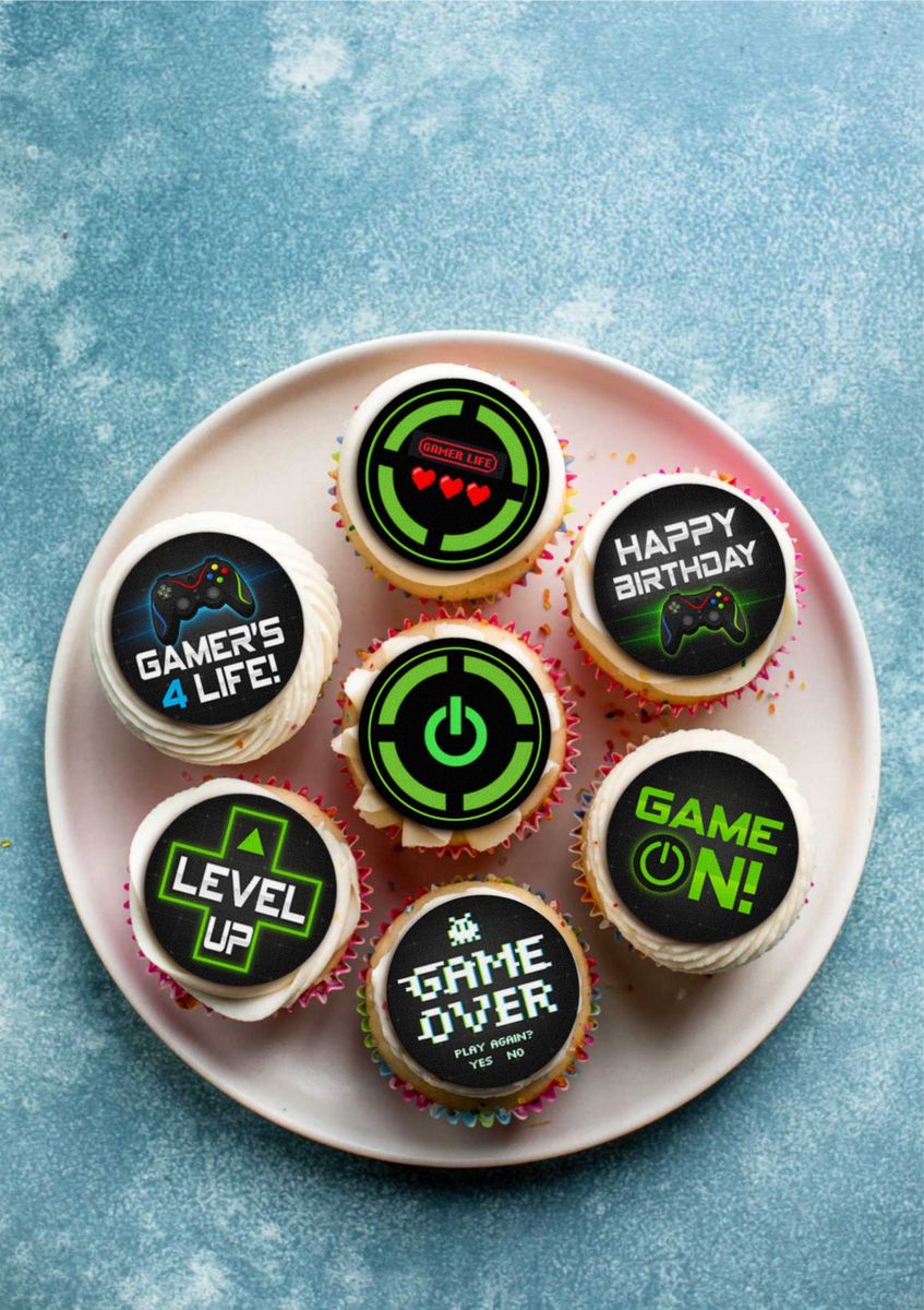 Gamer Edible Cupcake Toppers