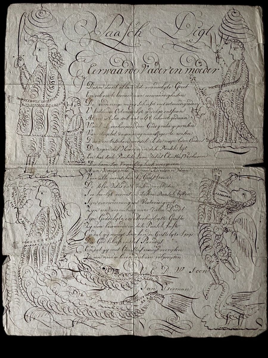 **SOLD** To Mom & Dad Easter Poem Early 1700s Manuscript - Beautiful ...