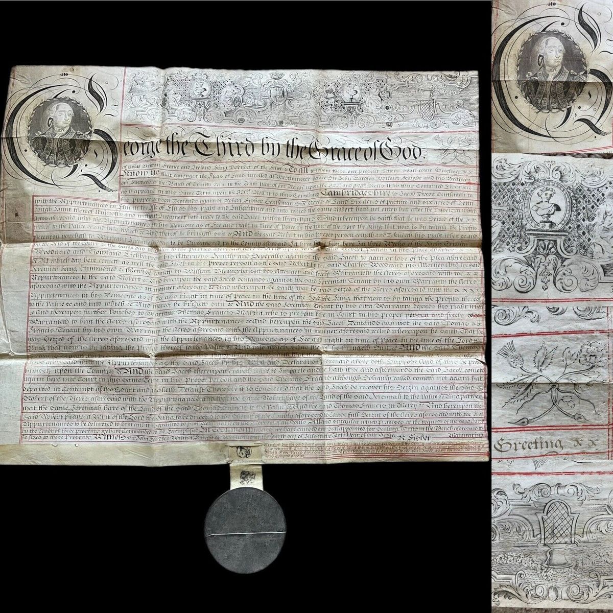 **SOLD** Large King George III Indenture with massive seal 33 x 27 ...