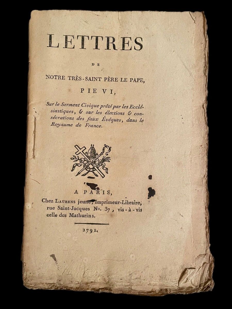 **SOLD** Letters From Pope Pius VI During The French Revolution 1791 ...