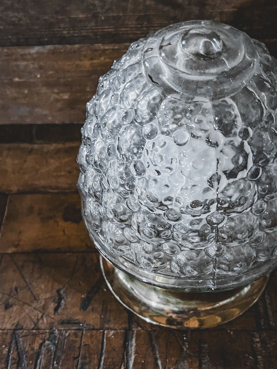 Vintage Clear Glass "Acorn" Ceiling Light Hobnail (1940's)