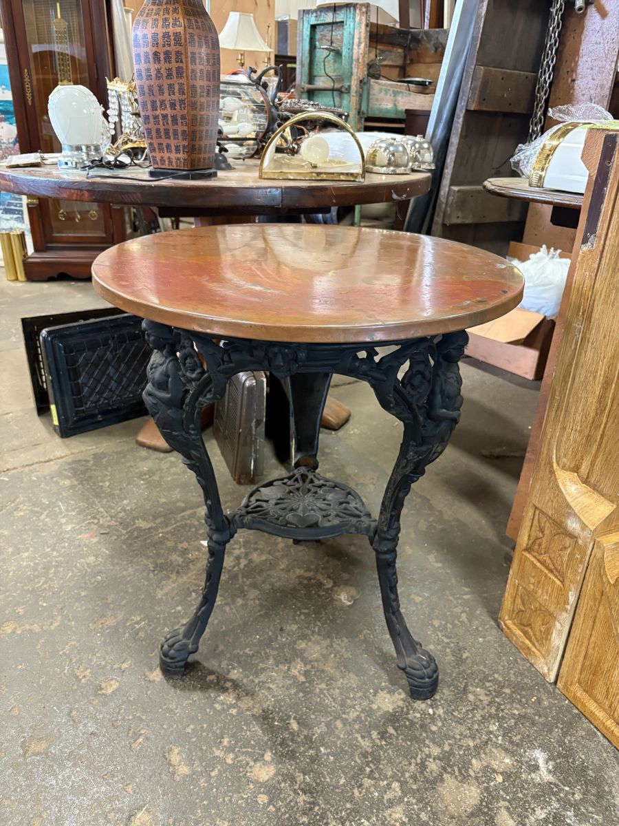 Antique Table Cast Iron with Copper Top