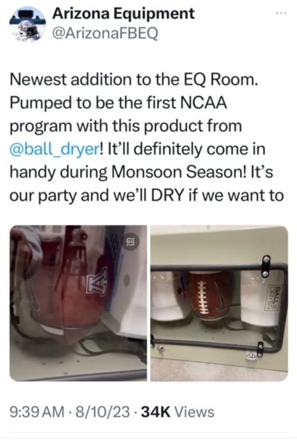 Arizona Wildcats define "Dry Heat" by adding Ball Dryer!