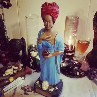 14 inch Marie Laveau Statue Set-Voodoo Queen of New Orleans