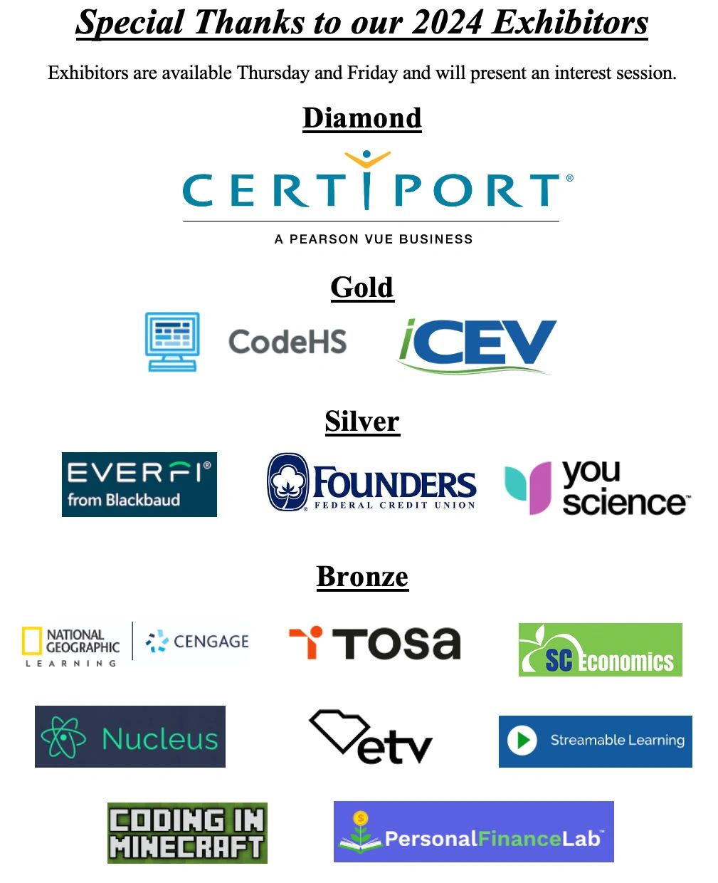 2024 SCBEA Convention presented by Certiport Sponsors