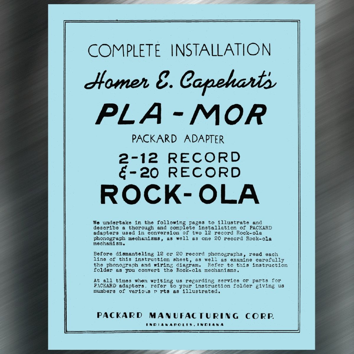 PLA-MOR Packard Adapter Manual for Rock-Ola