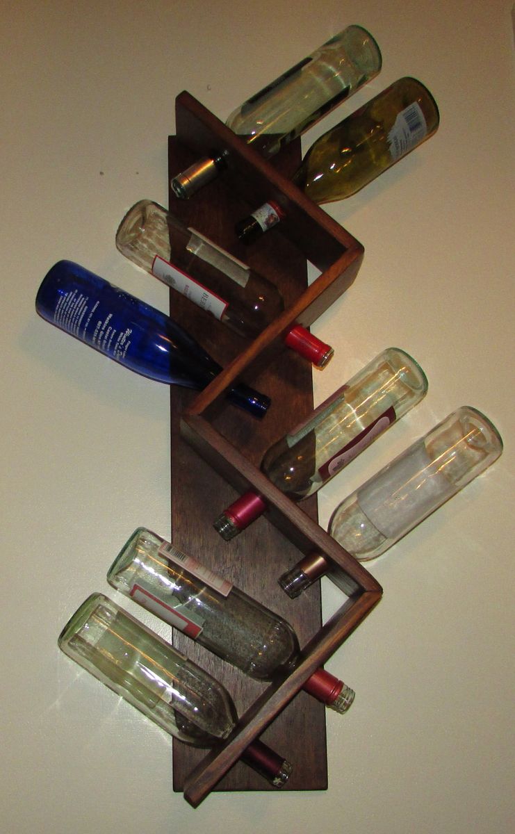 Vertical 8 Bottle Angled Wine Rack in English Chestnut