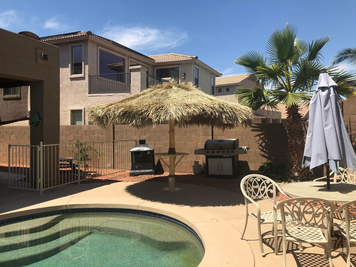 12 foot "Coolie Combo" Palapa comes with tan powder coated stand, and ...