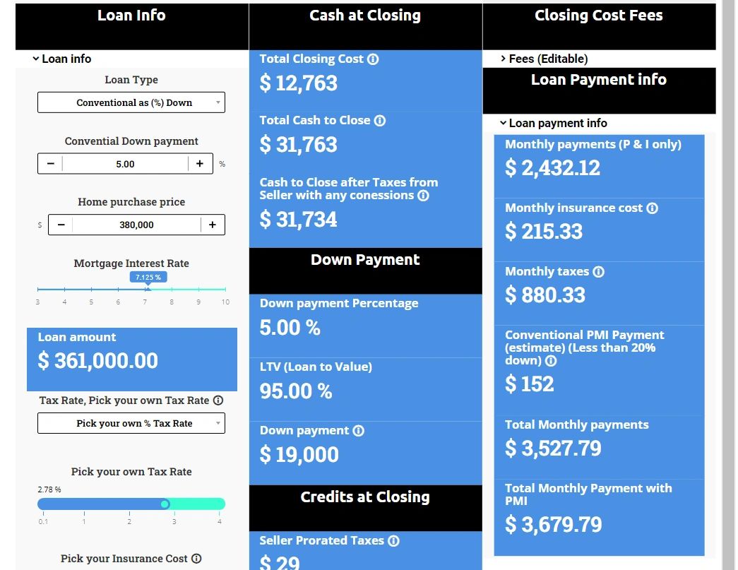 Comprehensive Home Buying Cost Calculator