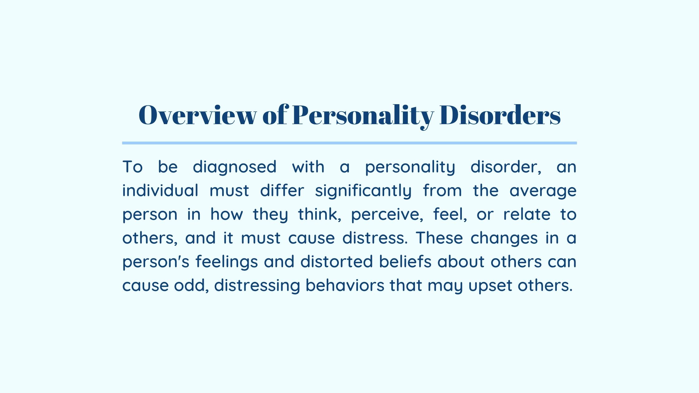 Overview of Personality Disorders