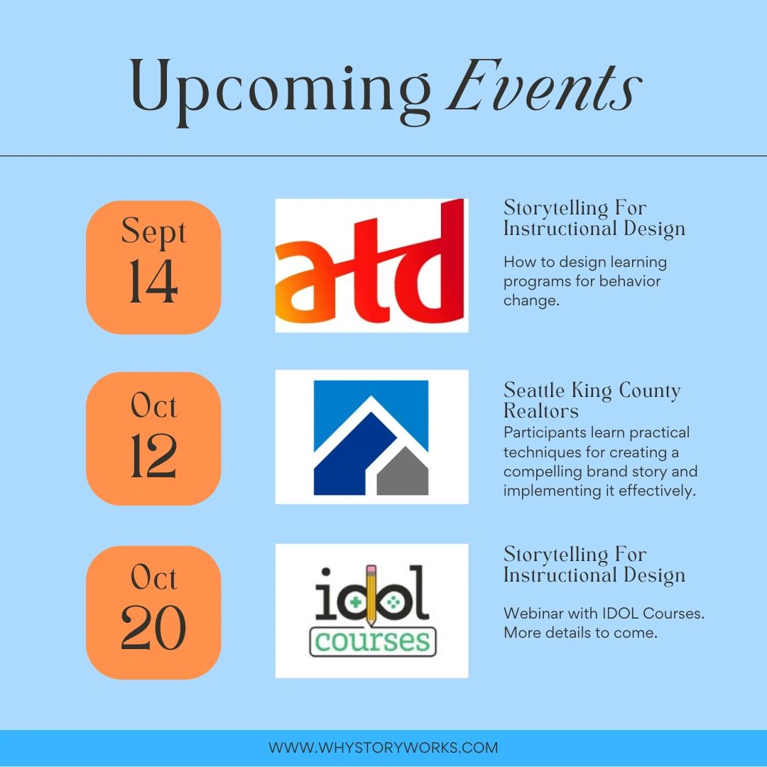 Upcoming Events With Why Story Works!