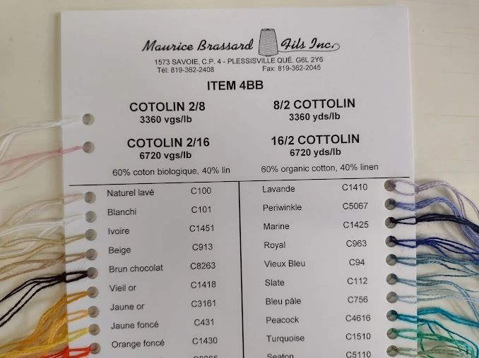 Maurice Brassard Cotolin Color Card, Sample Card for Cottolin