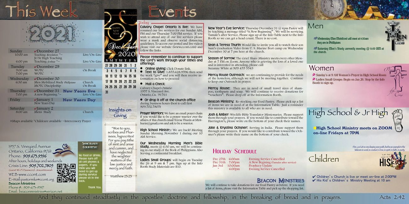 Bulletin | Calvary Chapel Ontario Bulletin | Calvary Chapel Ontario