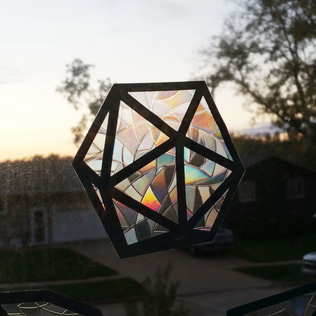 DND Polyhedral Dice Sun Catching Window Clings - Prism Rainbow Maker ...