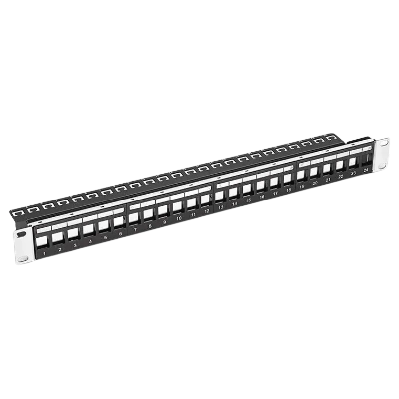 Patch Panel, 24-Port, 1RU, Cable Management Bar