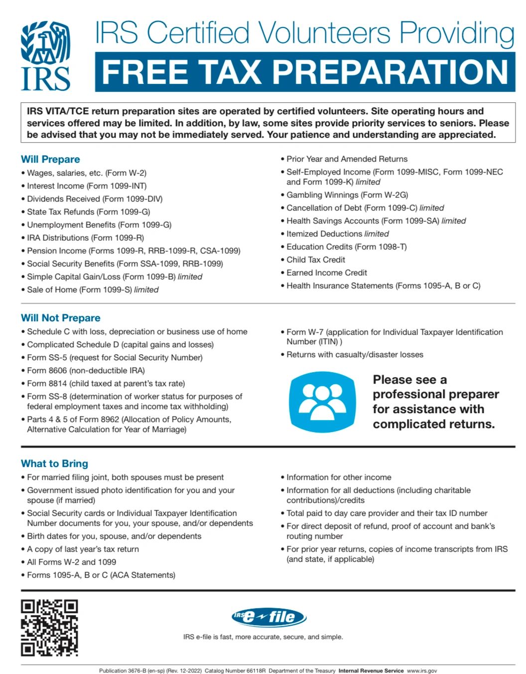 VITA/TCE FREE TAX PREPARATION DROP OFF