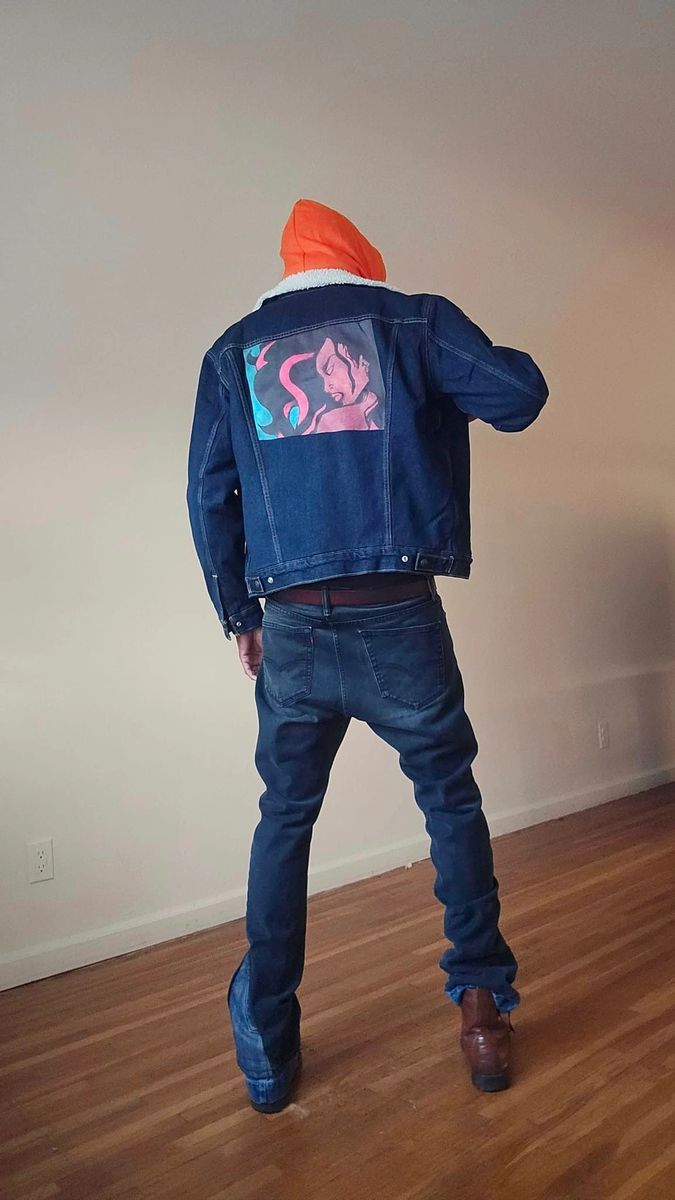 THE DARK SHERPA SCLIT HAS MY BACK JEAN JACKET