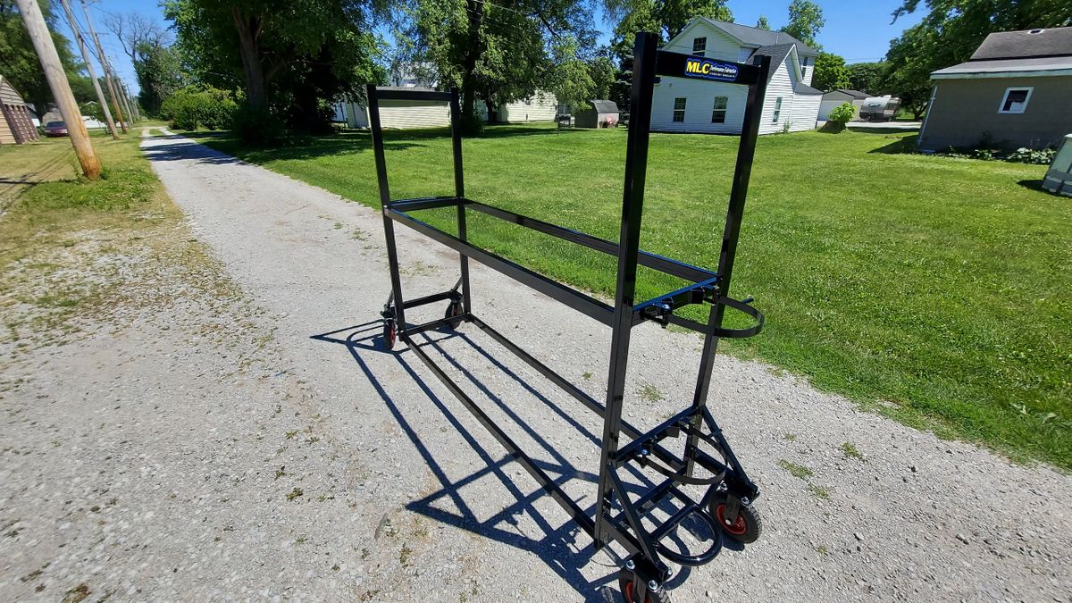 Steel Mobile tire rack with built nitrogen tank storage