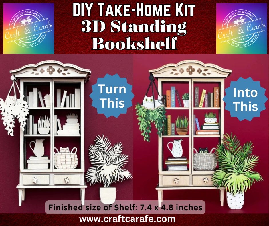 DIY TAKE HOME KIT: 3D Standing Bookshelf w/cats & plants