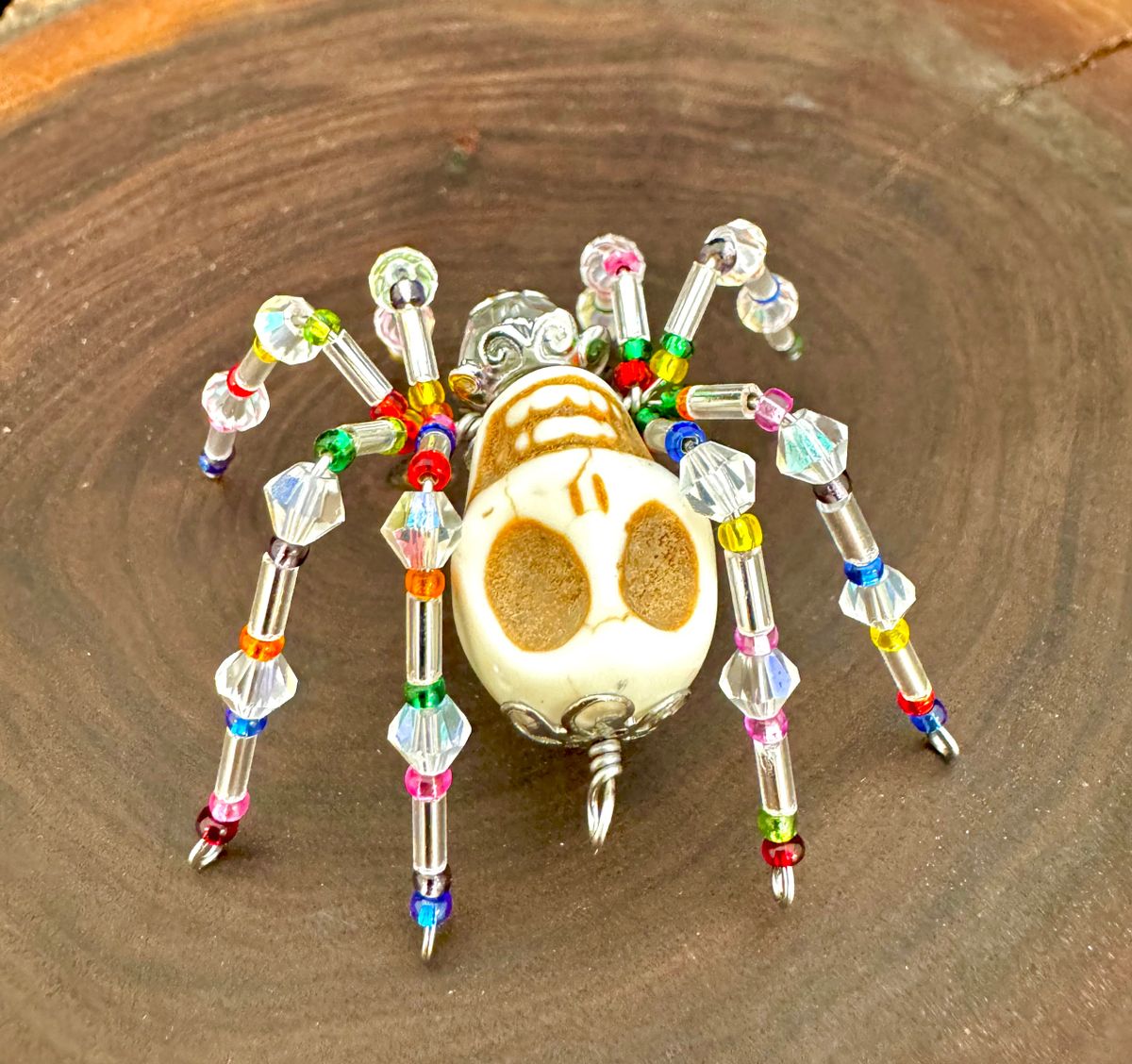 Small Icy Ivory Skull Twisted Spider