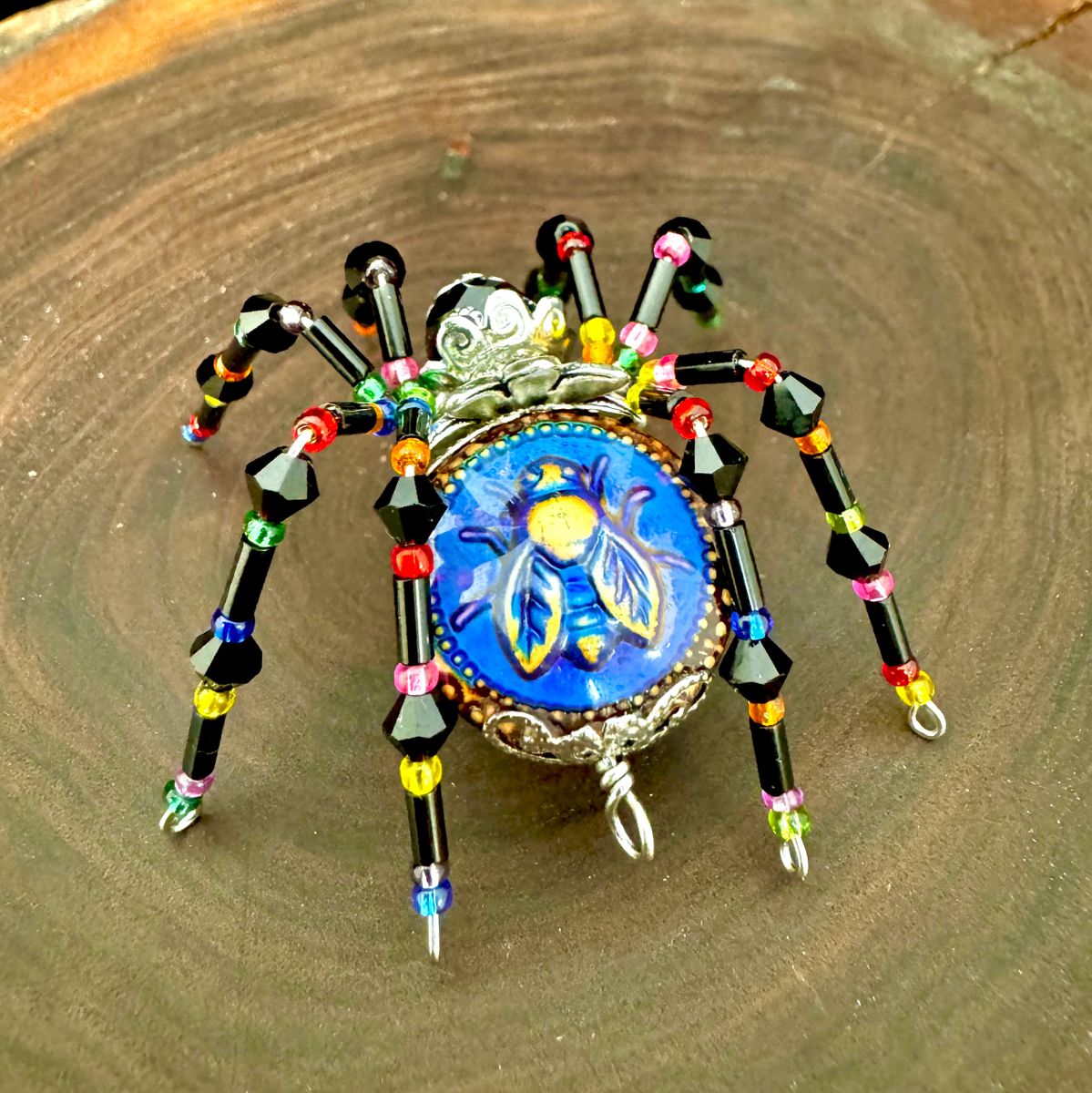 Small Rainbow Honey Bee Mood Bead Twisted Spider