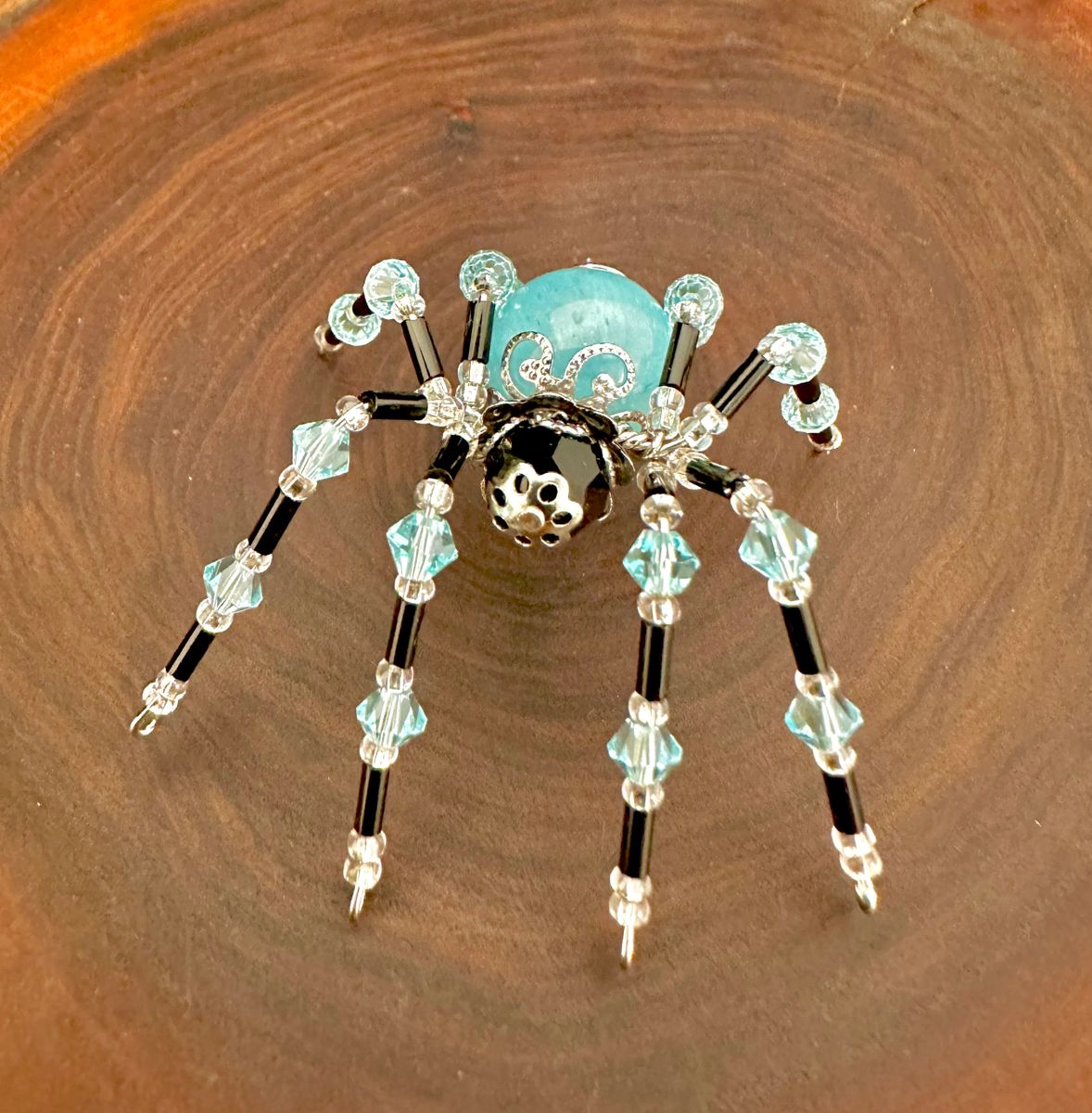 March Twisted Spider of the Month Small Aquamarine Twisted Spider