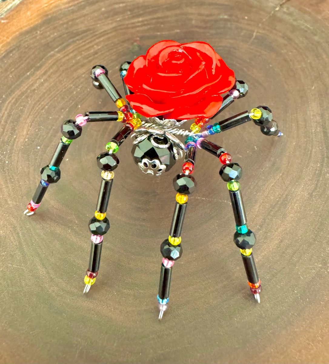 Medium Rainbow Red Rose Twisted Spider