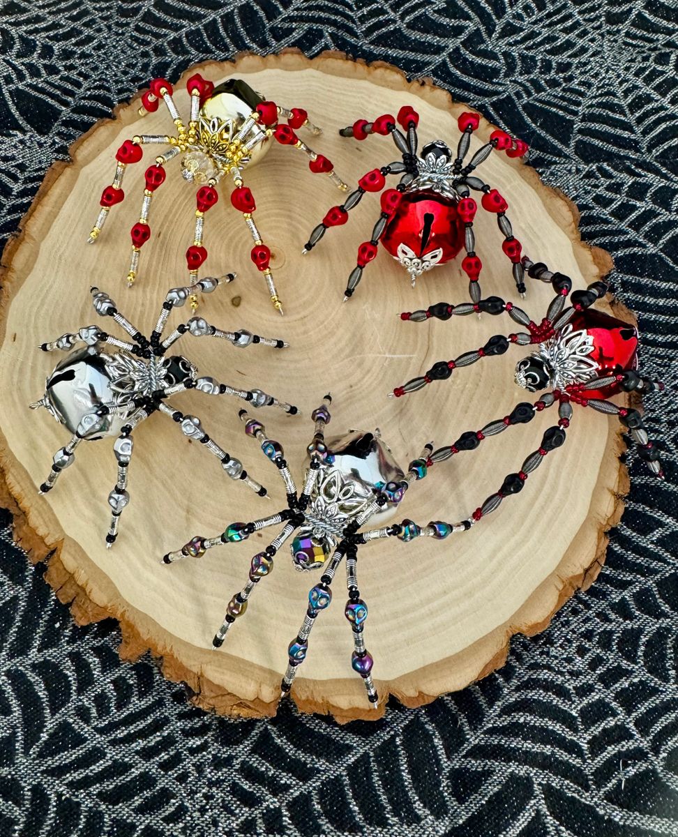 New Steampunk and Skulls Large Sleigh Bell Twisted Spiders