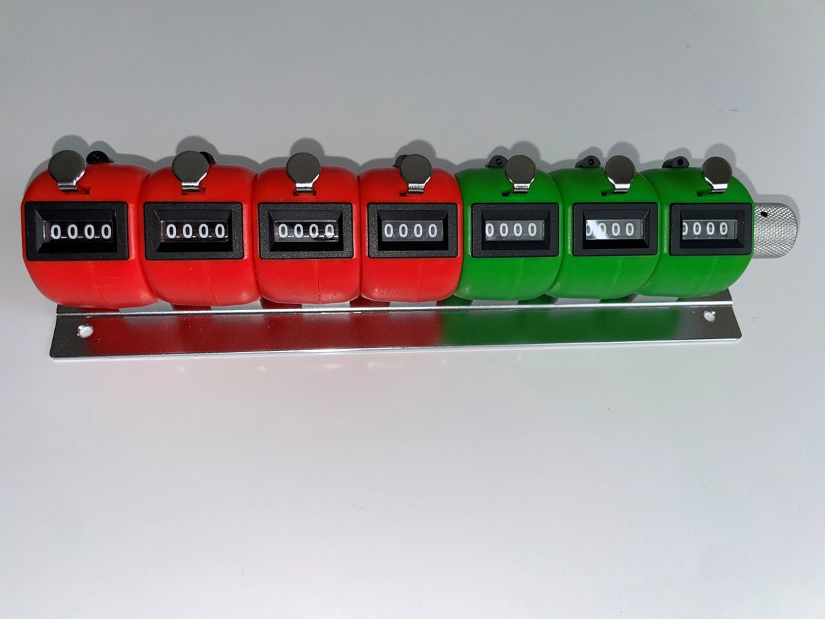 Tally Counter Seven Bank Red Green