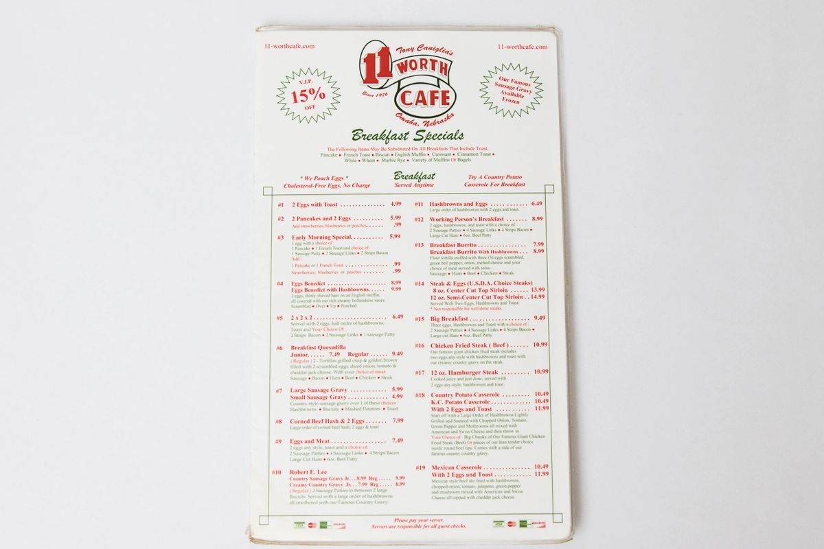 11 Worth Cafe Menus