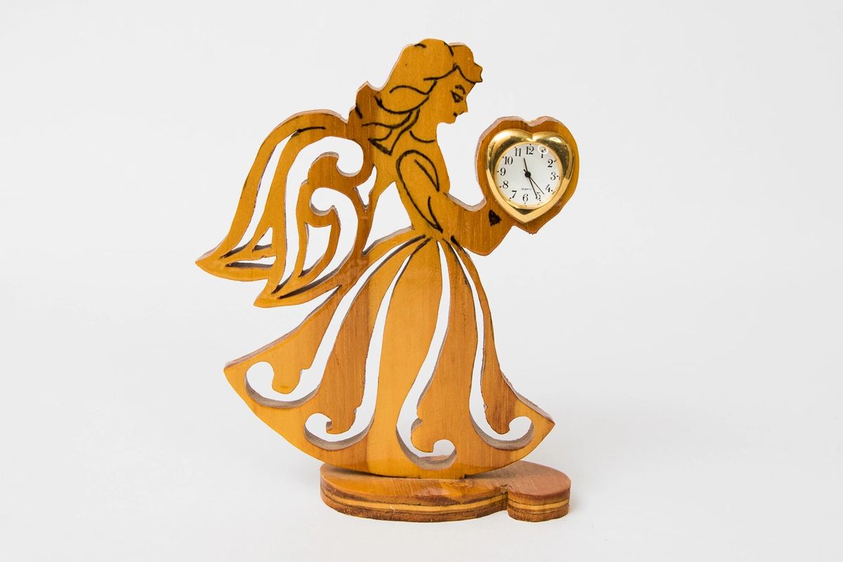 Handmade Wood Angel Clock