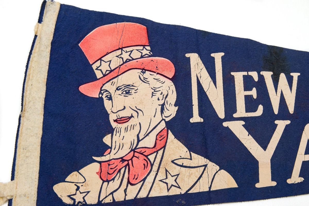 1950-60's New York Yankees Pennant w/ Uncle Sam