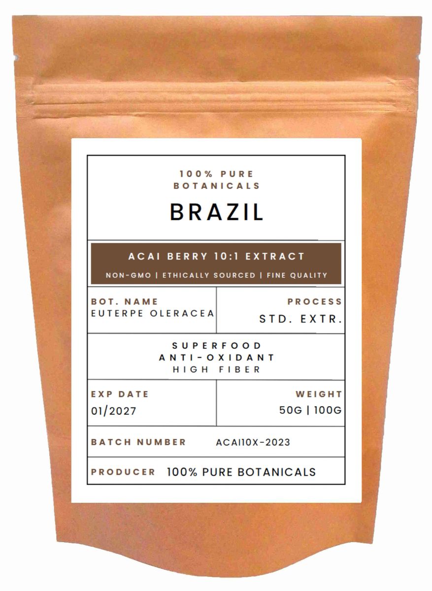 100% PURE BOTANICALS® || ACAI BERRY || EUTERPE OLERACEA || 10:1 10% ...