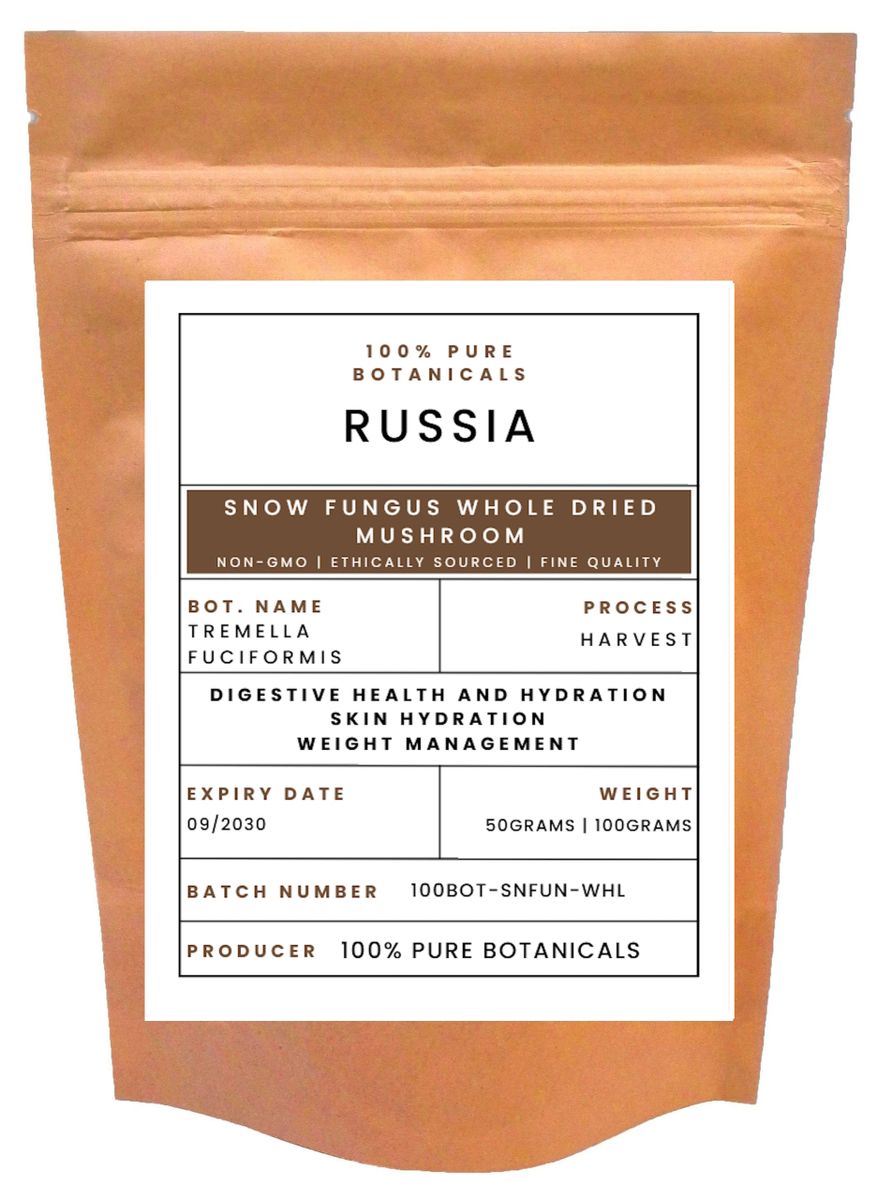 100% PURE BOTANICALS® || TREMELLA FUCIFORMIS || SNOW FUNGUS MUSHROOMS ...