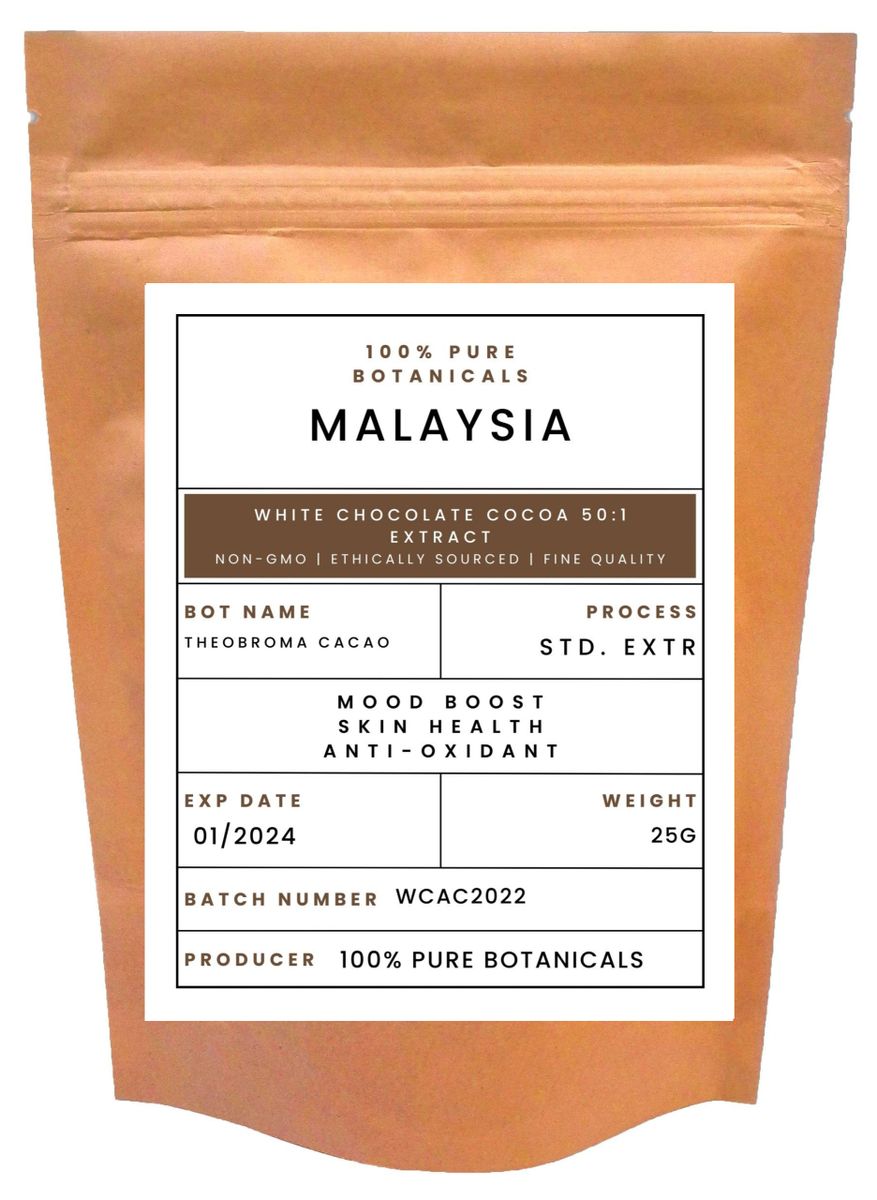 100% Pure 50:1 50X Theobroma cacao WHITE CHOCOLATE COCOA EXTRACT Powder ...