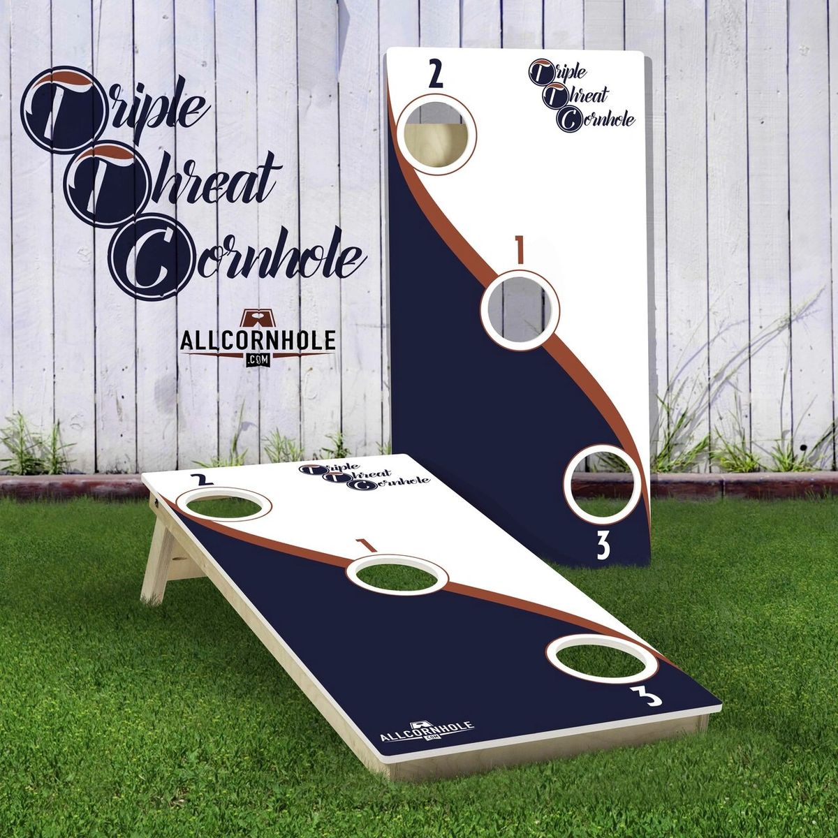 Triple Threat Cornhole Red White & Blue Design
