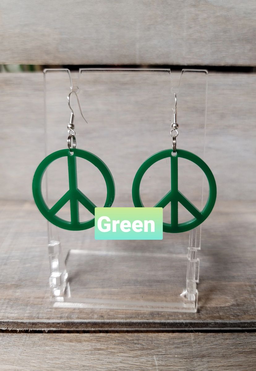 Laser Cut Earrings - Peace Signs - Solid Colors